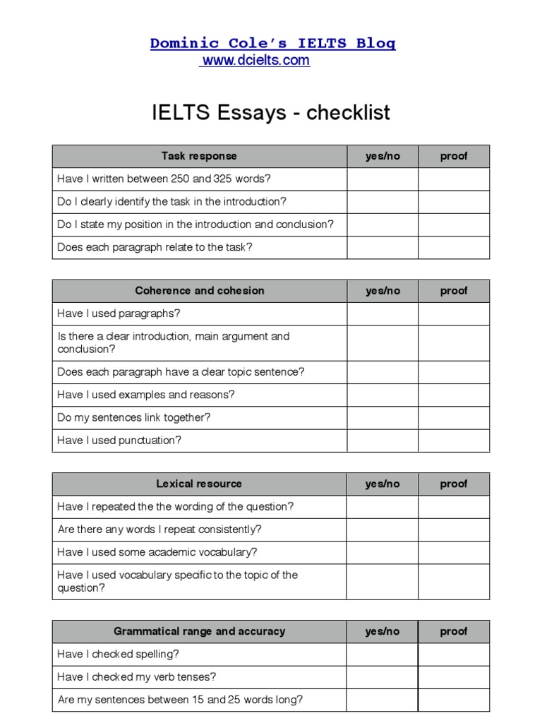 IELTS Checklist | PDF