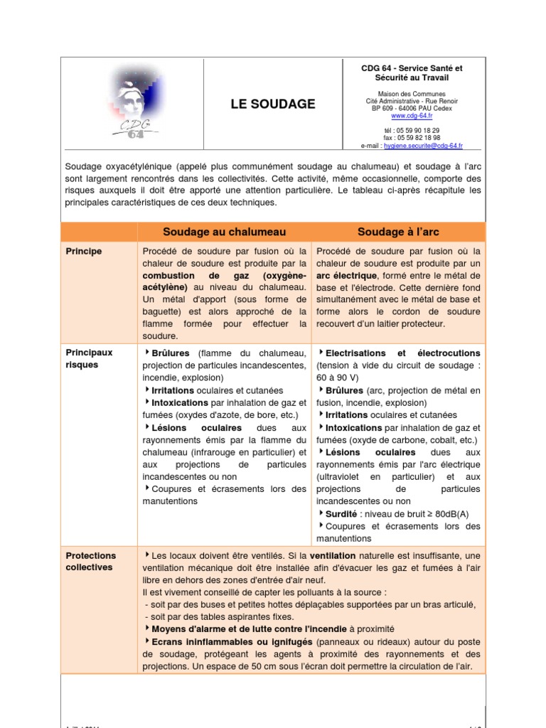 Fiche Soudage | PDF | Soudage | Construction