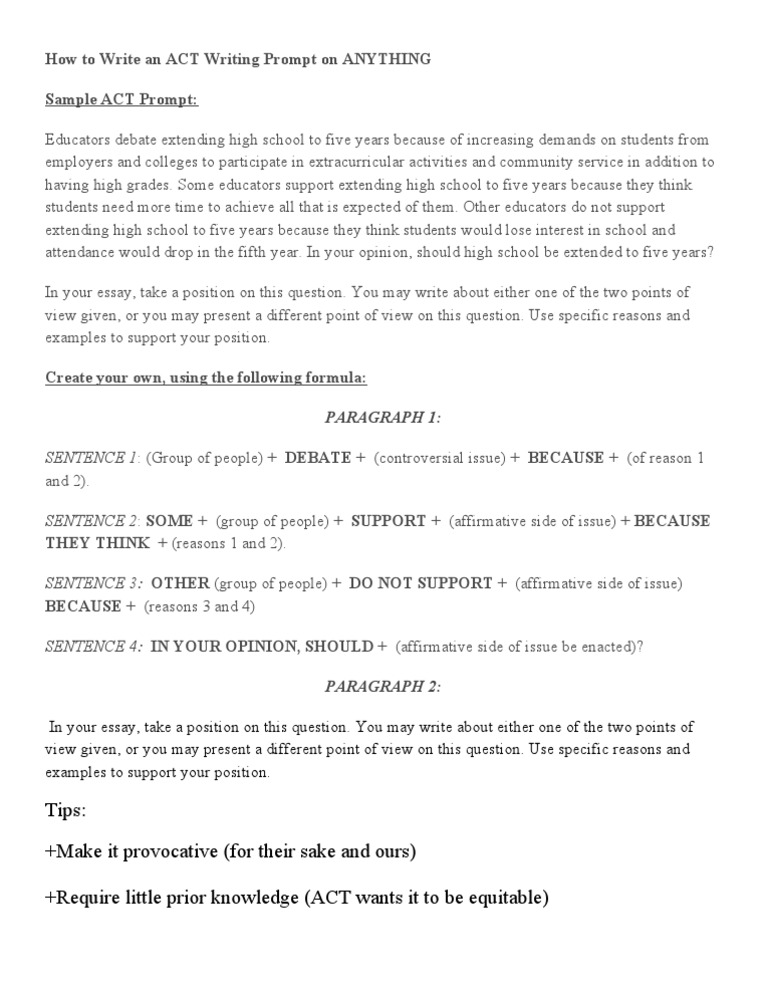 Crafting ACT Writing Prompts Effectively | PDF