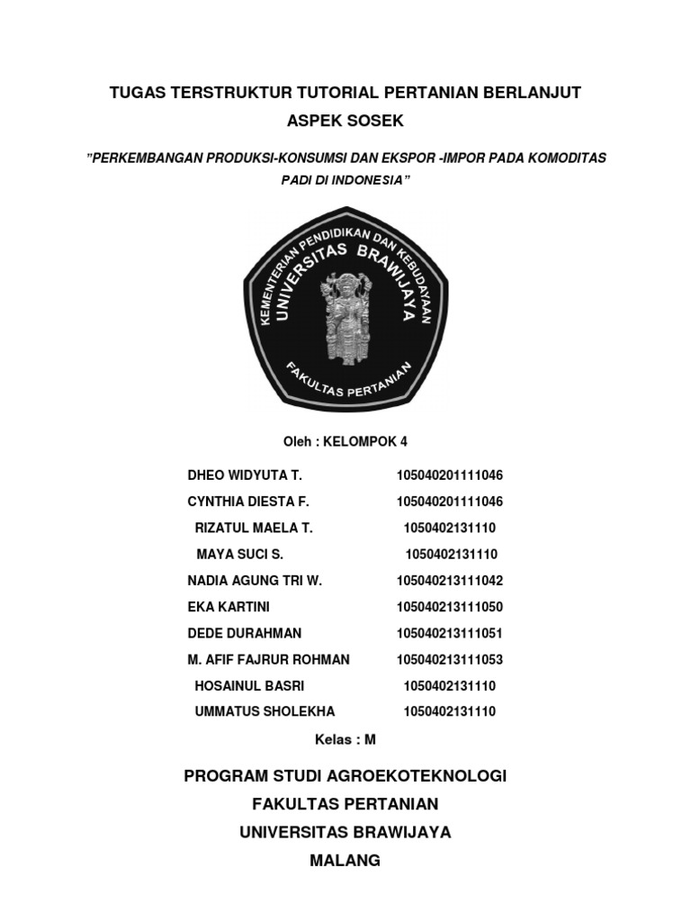 Tugas Terstruktur Tutorial Pertanian Berlanjut Aspek Sosek | PDF