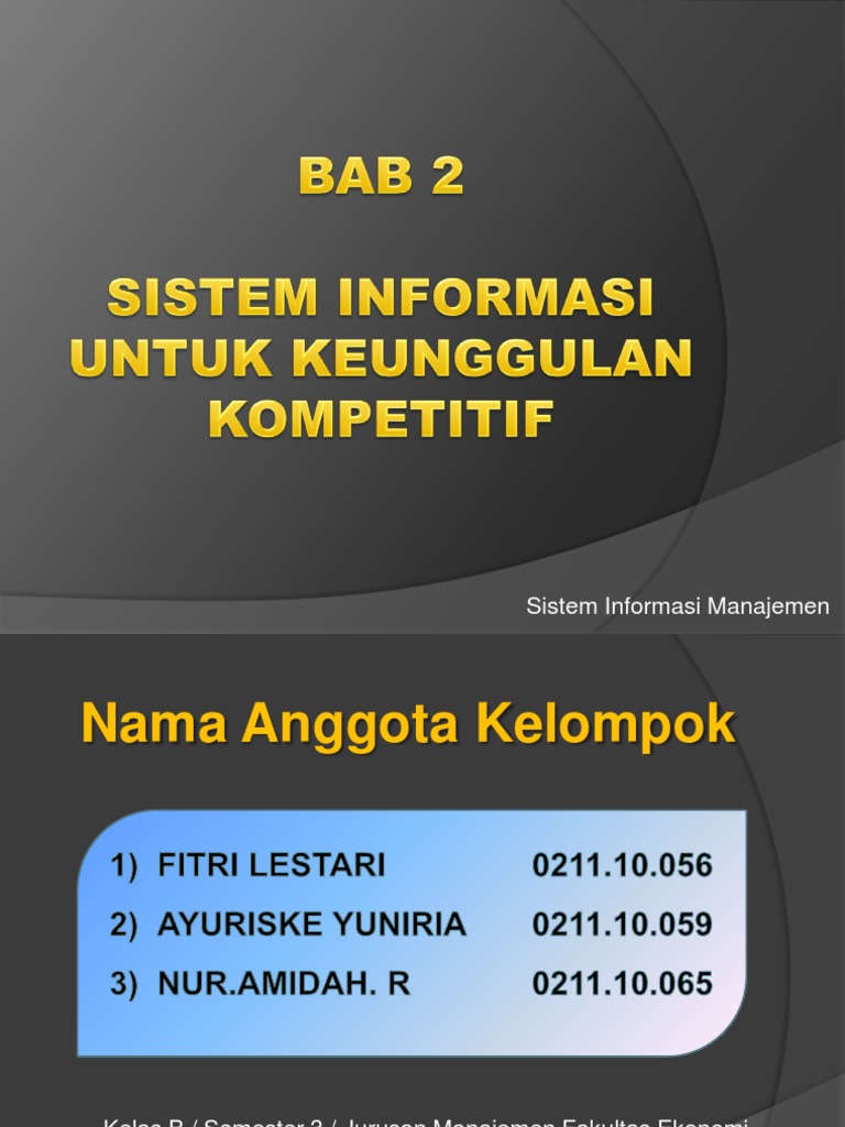 Sim Bab 2 Sistem Informasi Untuk Keunggulan Kompetitif | PDF