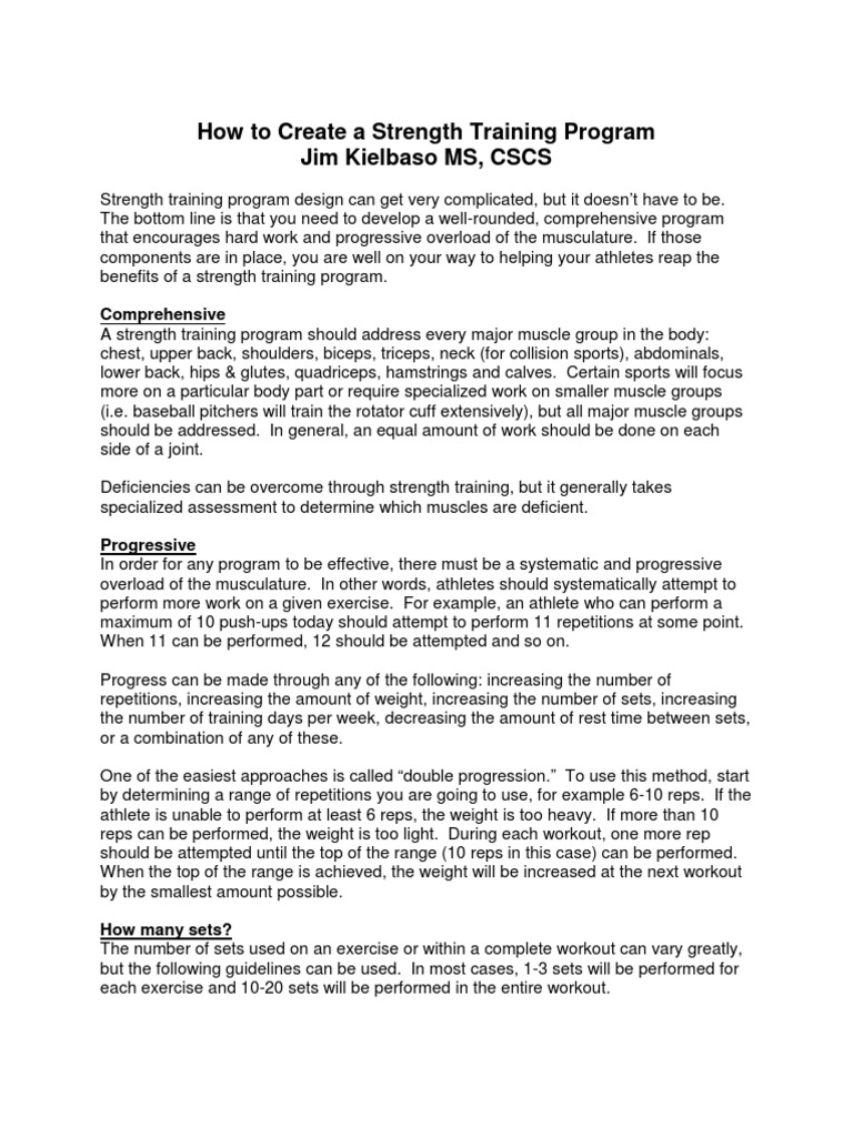 How To Create A Strength Training Program | PDF | Anatomical Terms Of ...