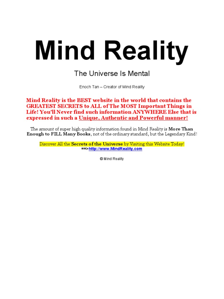 Mind Power | PDF | Reality | Perception