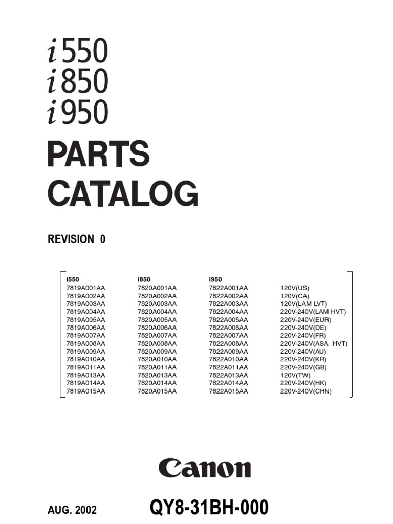 Canon I550, I850, I950 Parts Manual | PDF | Page Layout | Printer ...