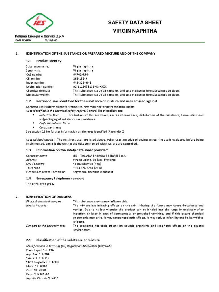 MSDS Naphtha | PDF | Fires | Toxicity