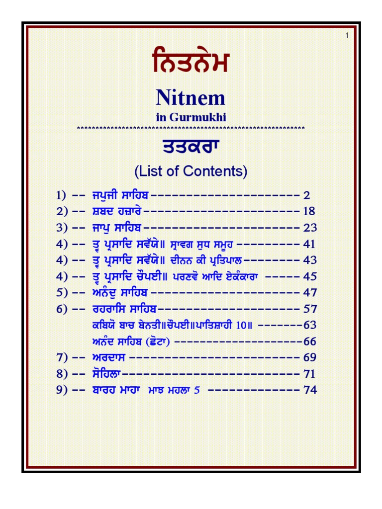 Nitnem in Gurmukhi | PDF