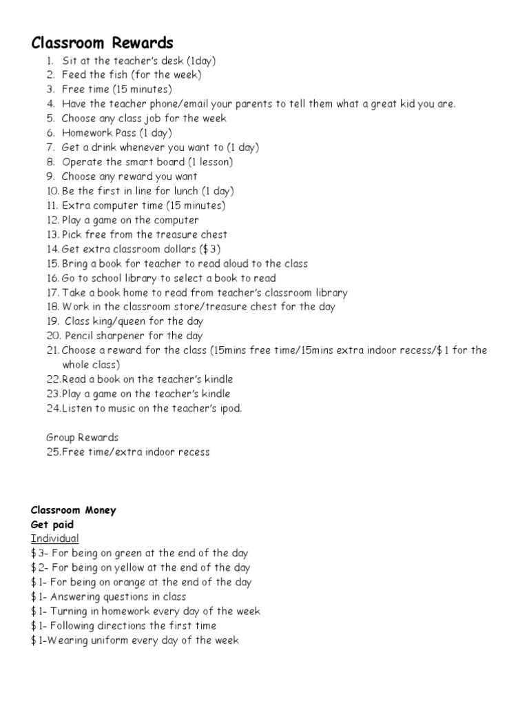 Classroom Rewards: Classroom Money Get Paid | PDF