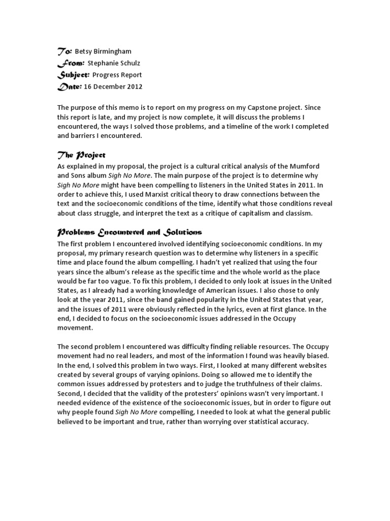 Capstone Progress Report | PDF | Cognition | Psychological Concepts