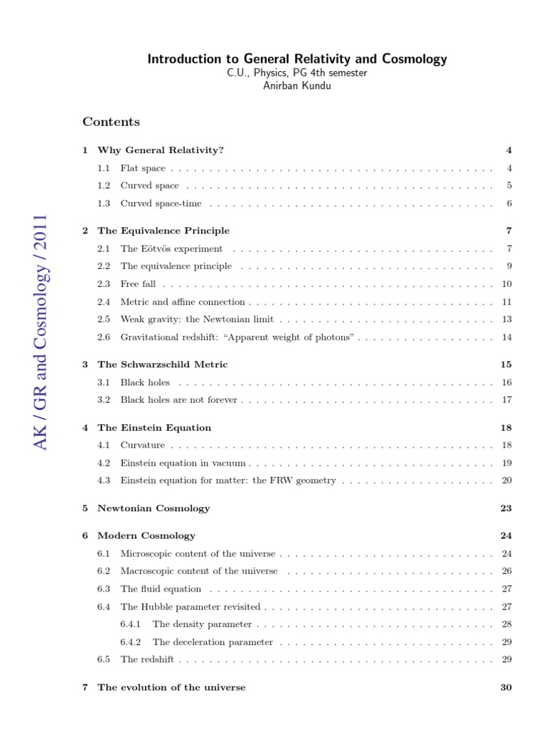 General Relativity and Cosmology Overview | PDF | Black Hole | General ...