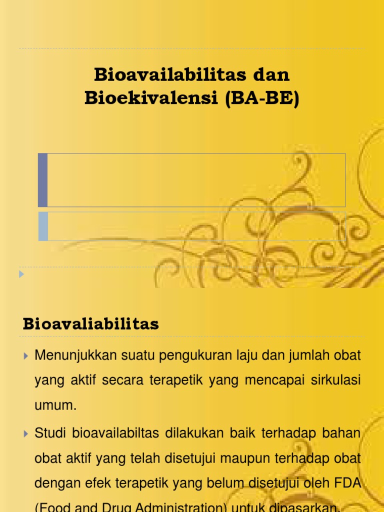 Bioavailabilitas Dan Bioekivalensi | PDF