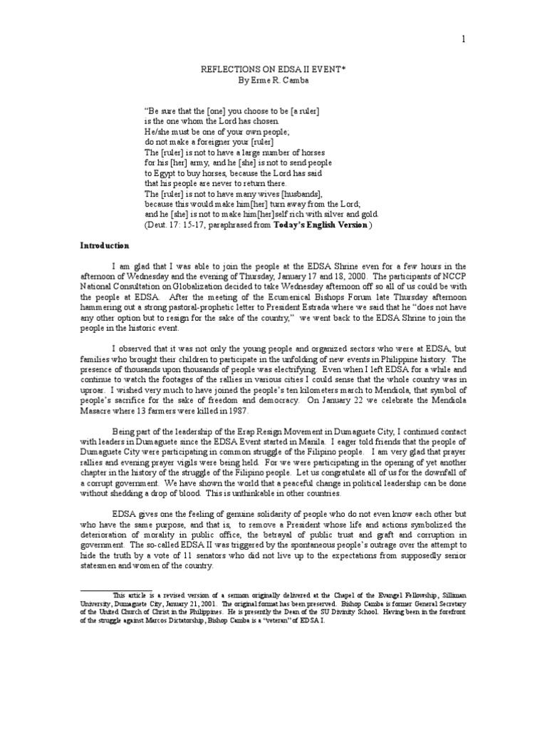 Reflections On EDSA II | PDF | Corazon Aquino | Philippines