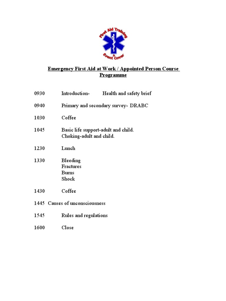 Emergency First Aid Course Overview | PDF | Self-Improvement | Wellness