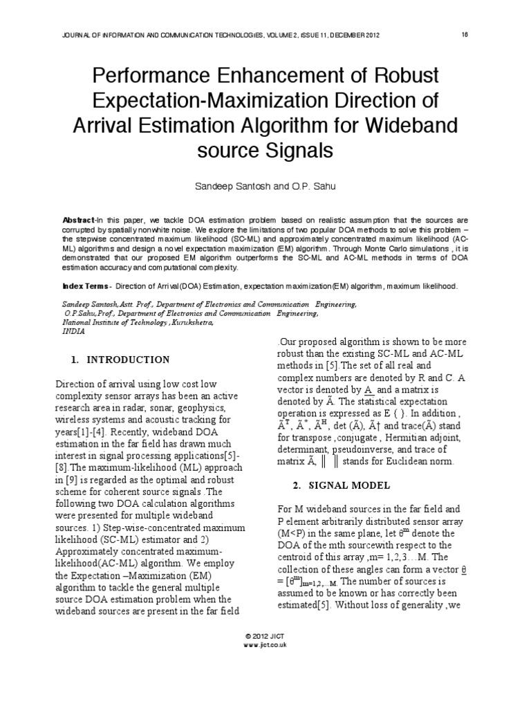 Performance Enhancement of Robust Expectation-Maximization Direction of Arrival Estimation ...