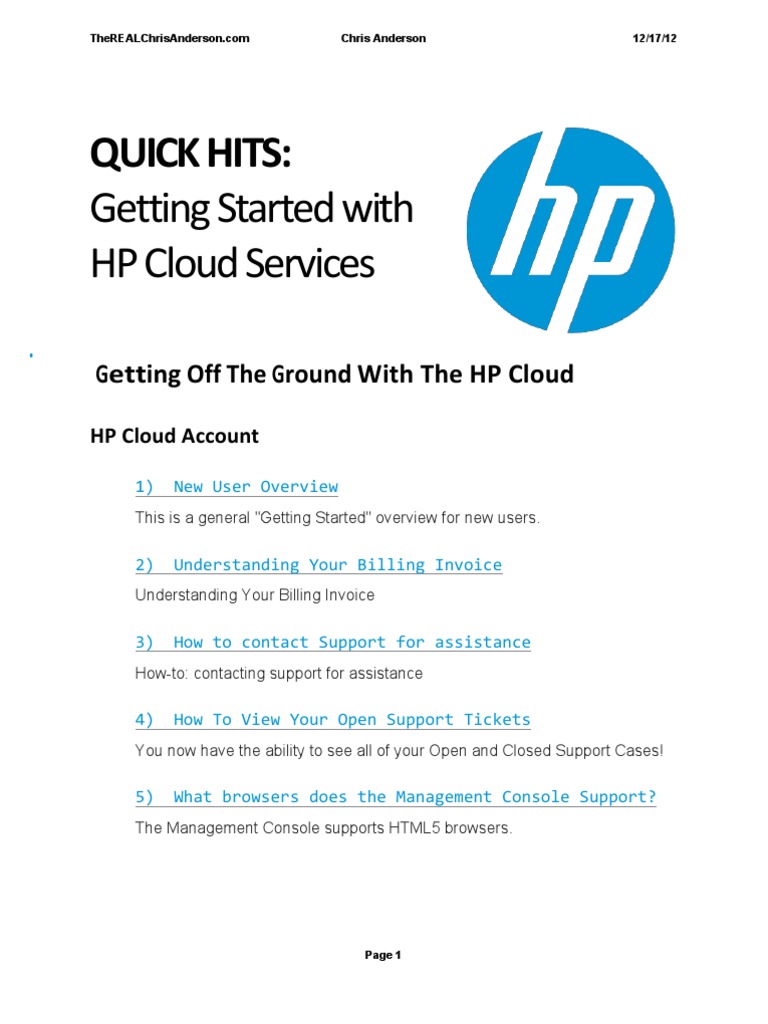 Quick Hits:: Getting Started With HP Cloud Services | PDF | Cloud ...