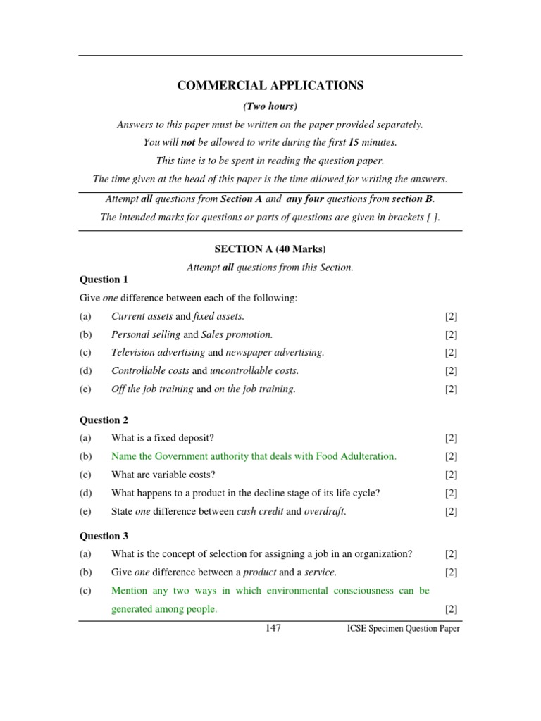 Commercial Applications: SECTION A (40 Marks) | PDF | Brand | Sales