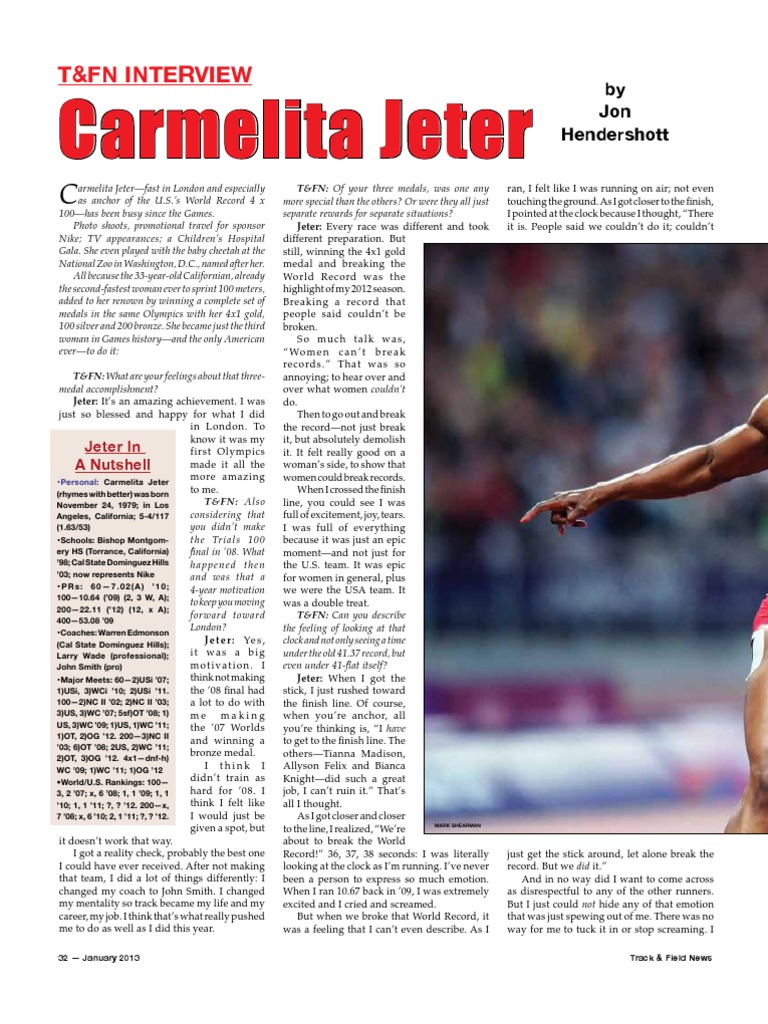 Carmelita Jeter: T&FN Interview | PDF | Track And Field | Sports