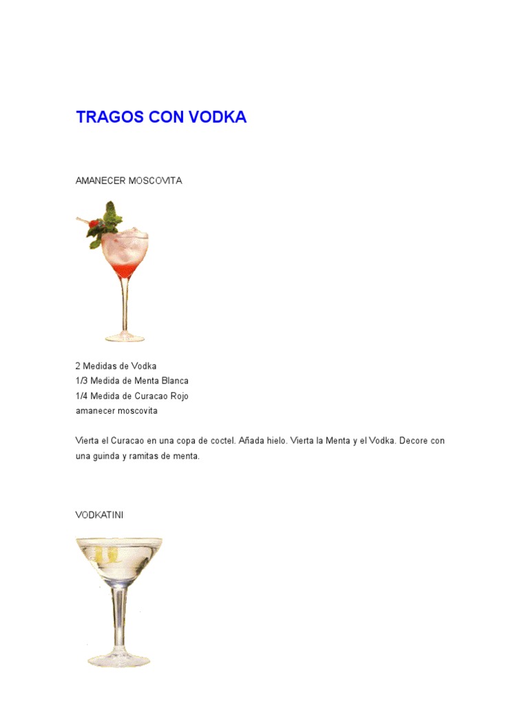 Preparacion de Tragos | PDF | Limonada | Vodka