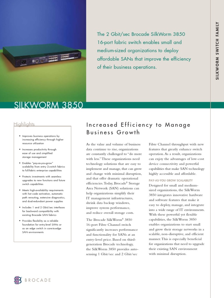 Silkworm 3850: Increased Efficiency To Manage Business Growth | PDF | Computer Network ...