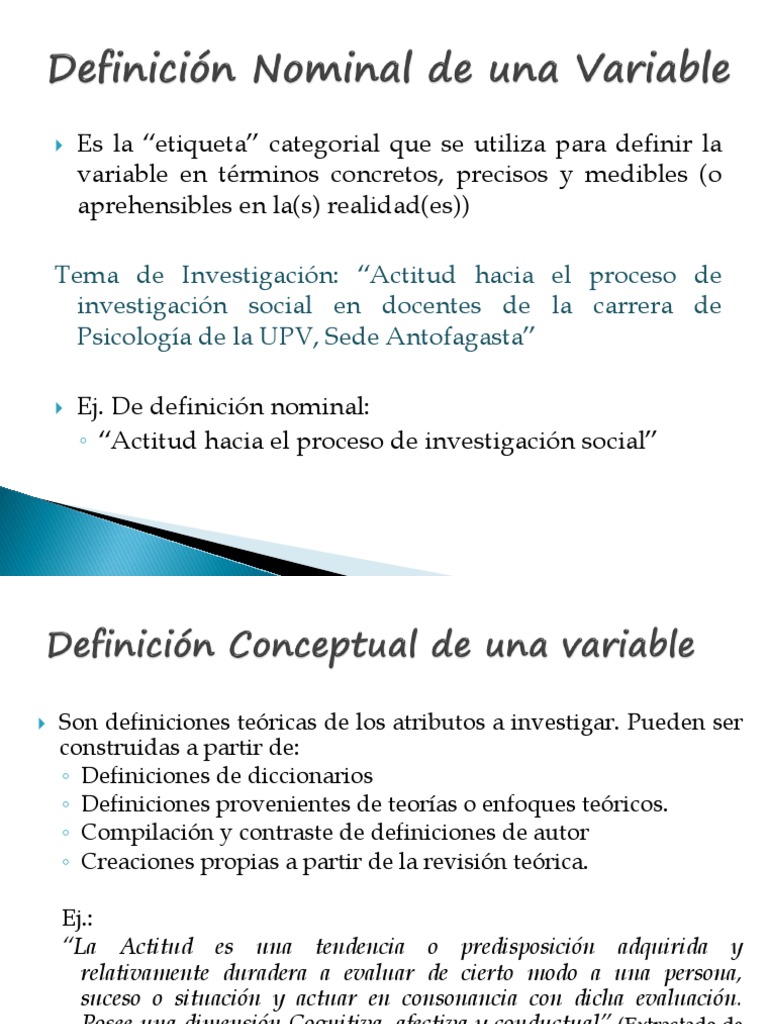 Definición Conceptual y operacional de una variable | Actitud ...