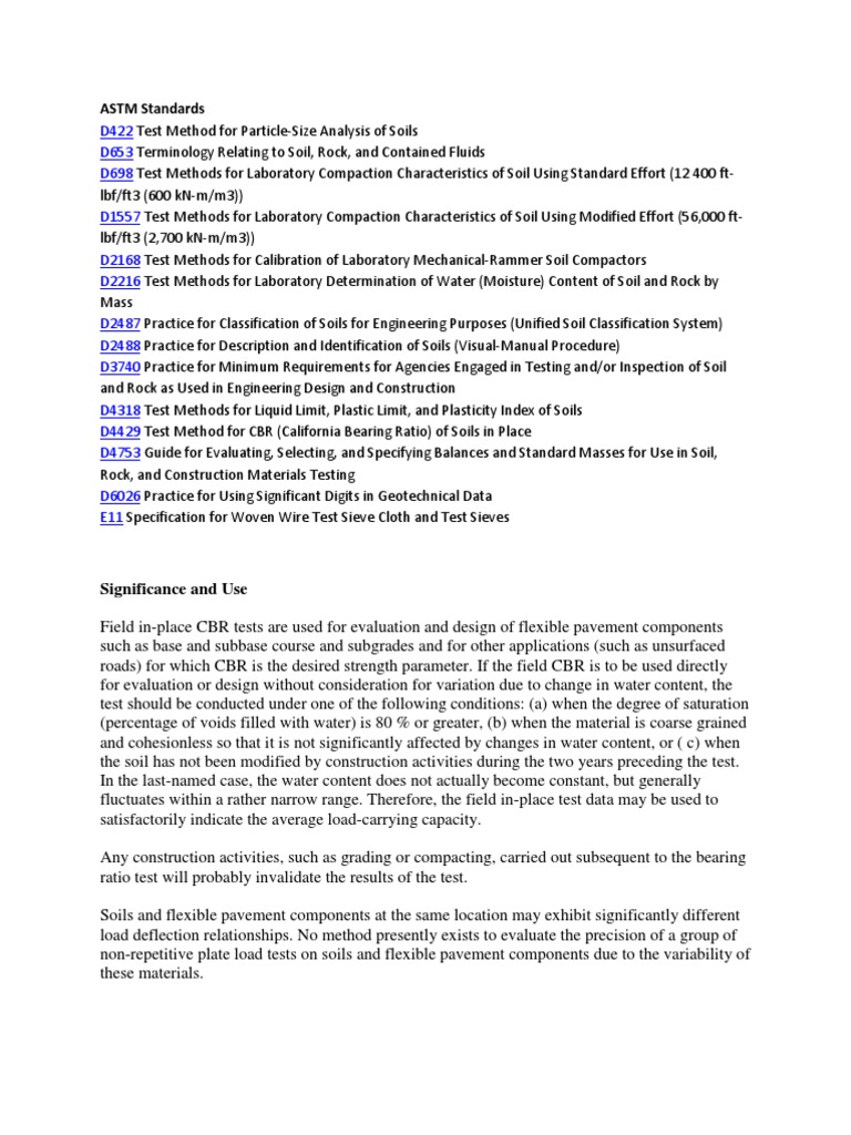 ASTM Soil Testing Standards Overview | PDF