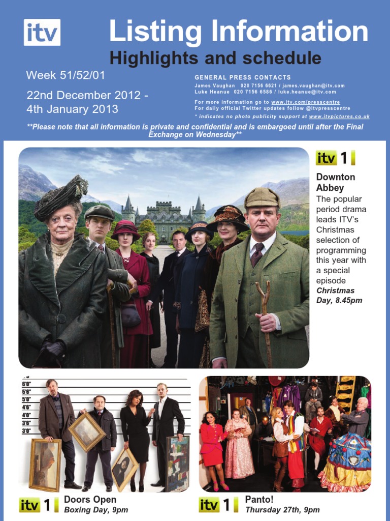 ITV Christmas Highlights | PDF | Christmas | Leisure