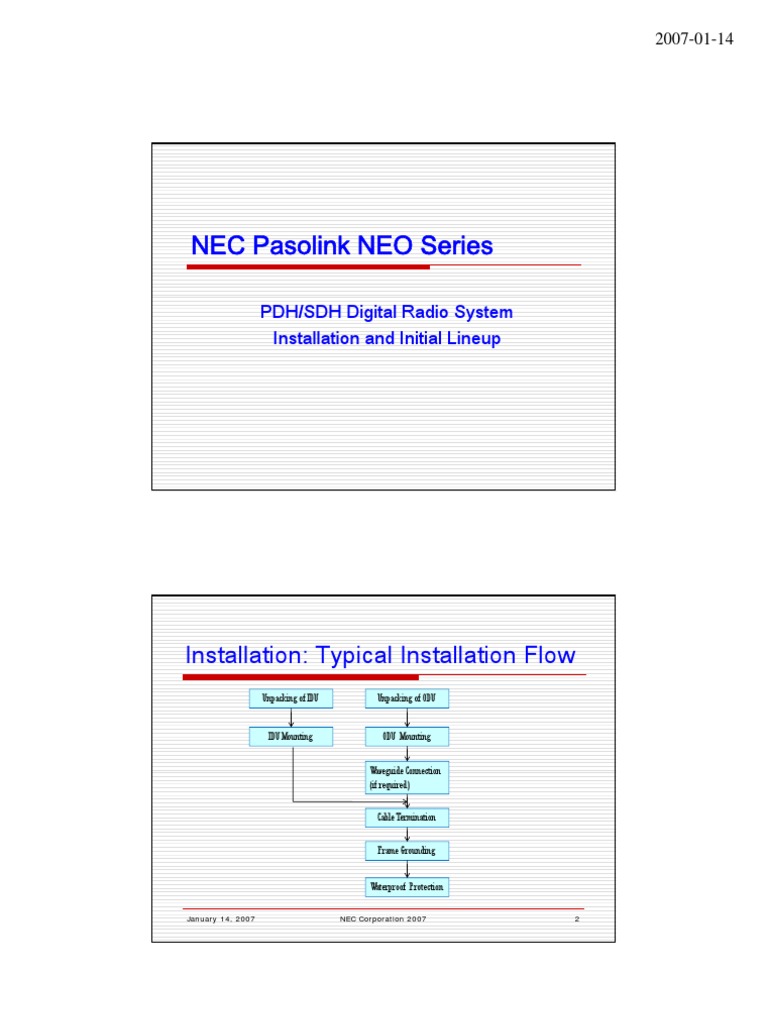 NEC Pasolink NEO Series: Installation: Typical Installation Flow | PDF ...