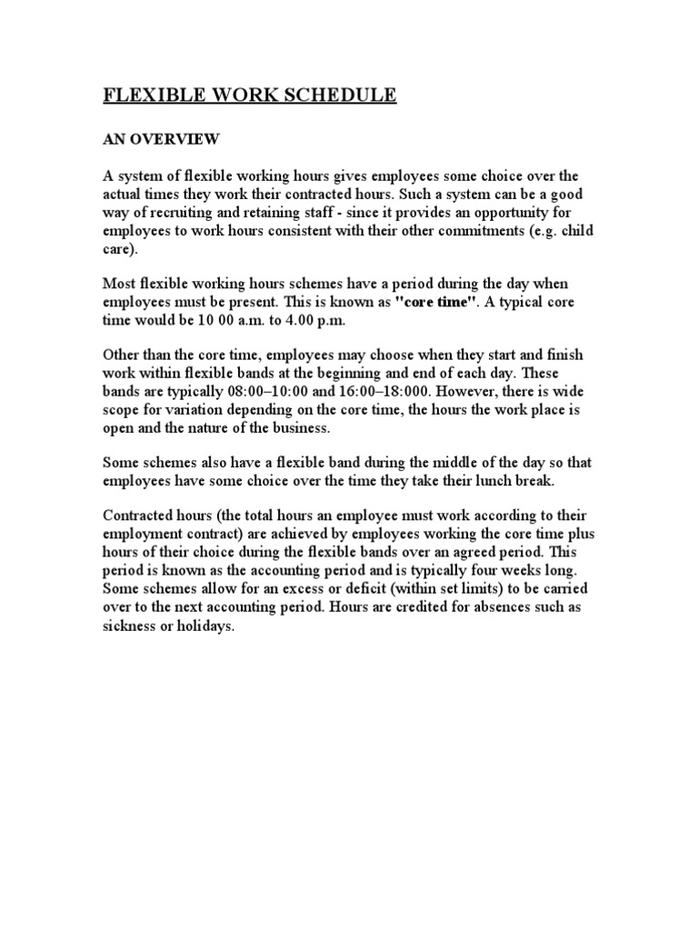 Flexible Work Schedule | PDF | Working Time | Telecommuting