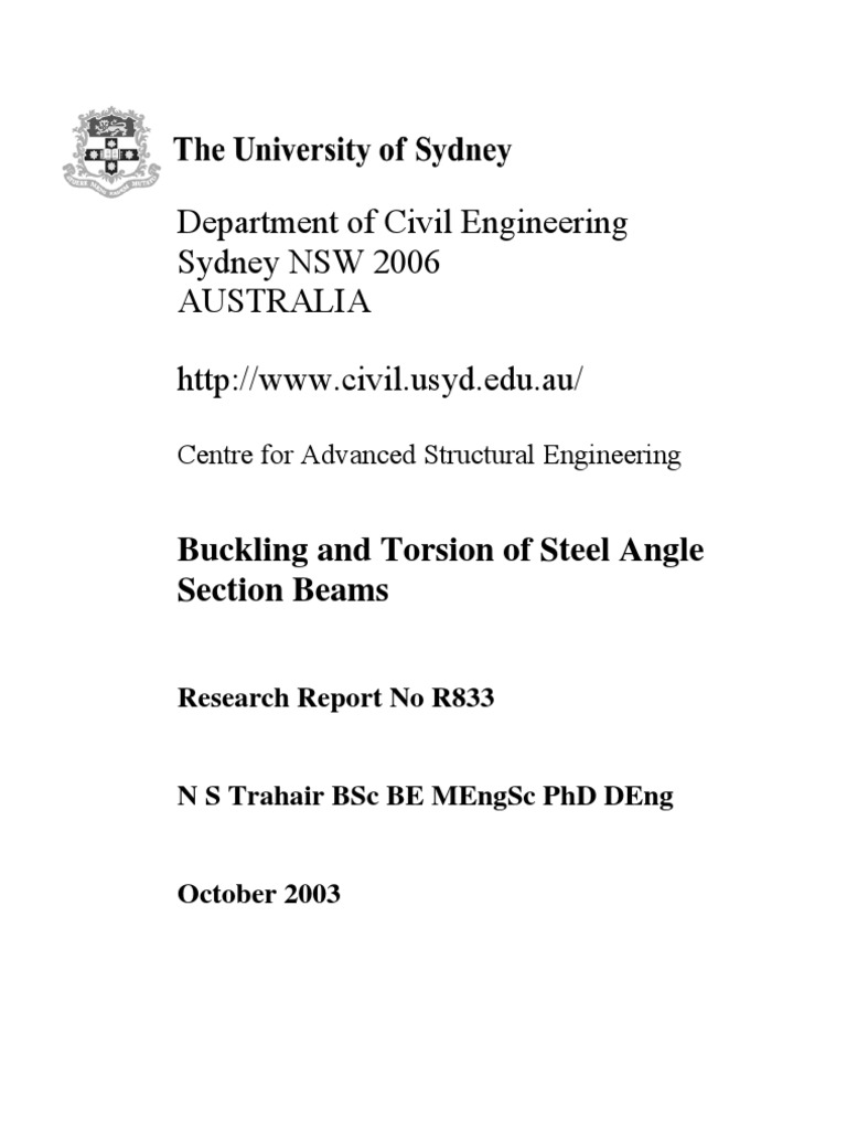Buckling and Torsion of Steel Angle Section Beams | PDF | Bending ...