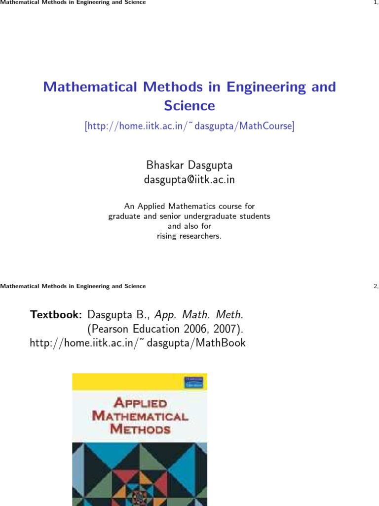 Mathematical Methods for Engineers | PDF | System Of Linear Equations ...
