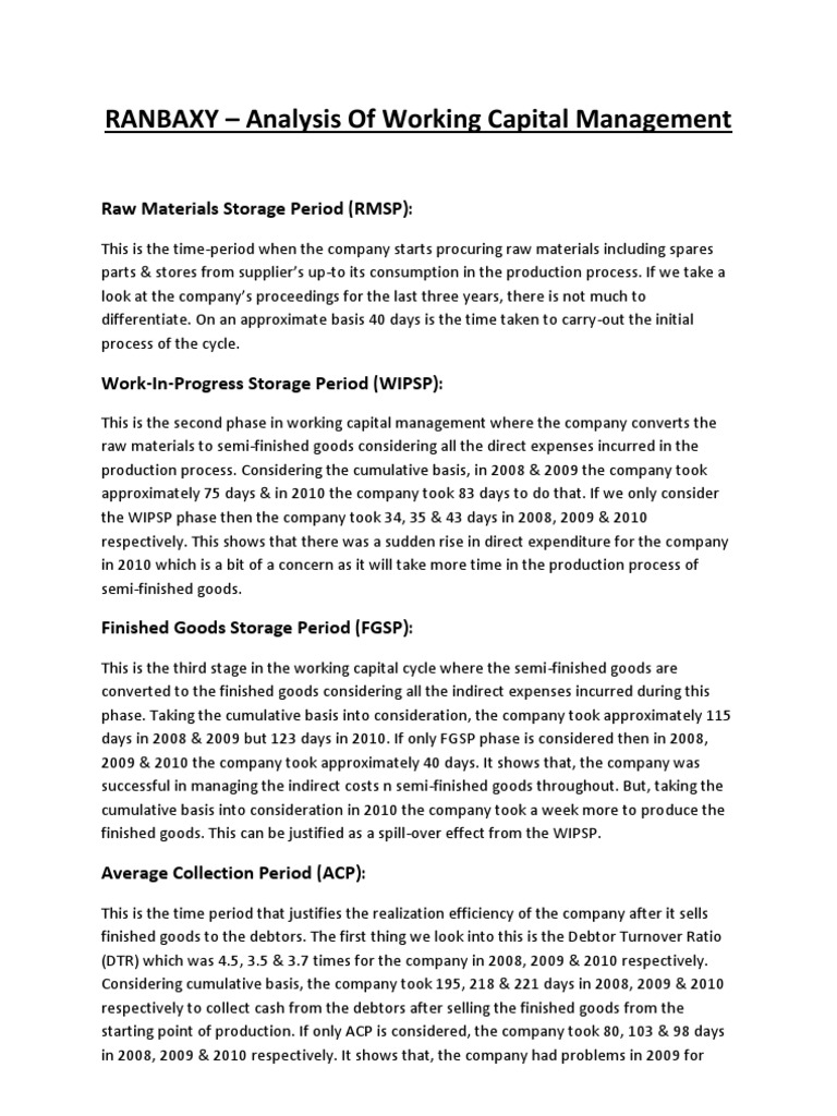 WCM Analysis | PDF | Working Capital | Revenue