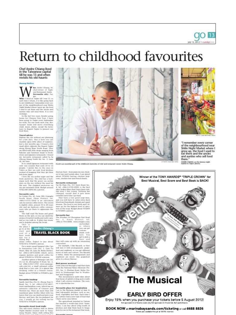 Chef Andre Chiang's Travel Black Book | PDF | Taipei | Coffee
