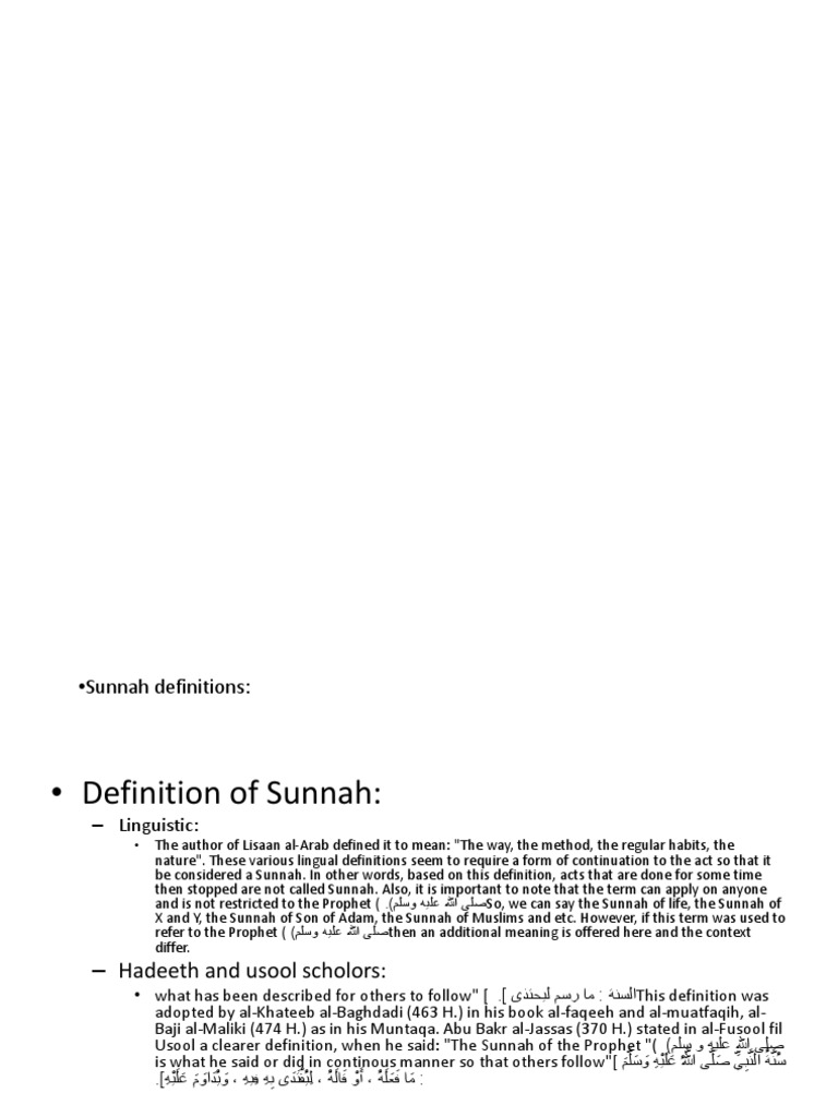Types and Definitions of Sunnah | PDF | Islamic Jurisprudence | Muhammad