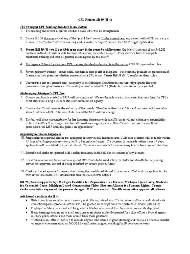 SB 59 H-4 Highlight Points | PDF | Public Law | Public Sphere