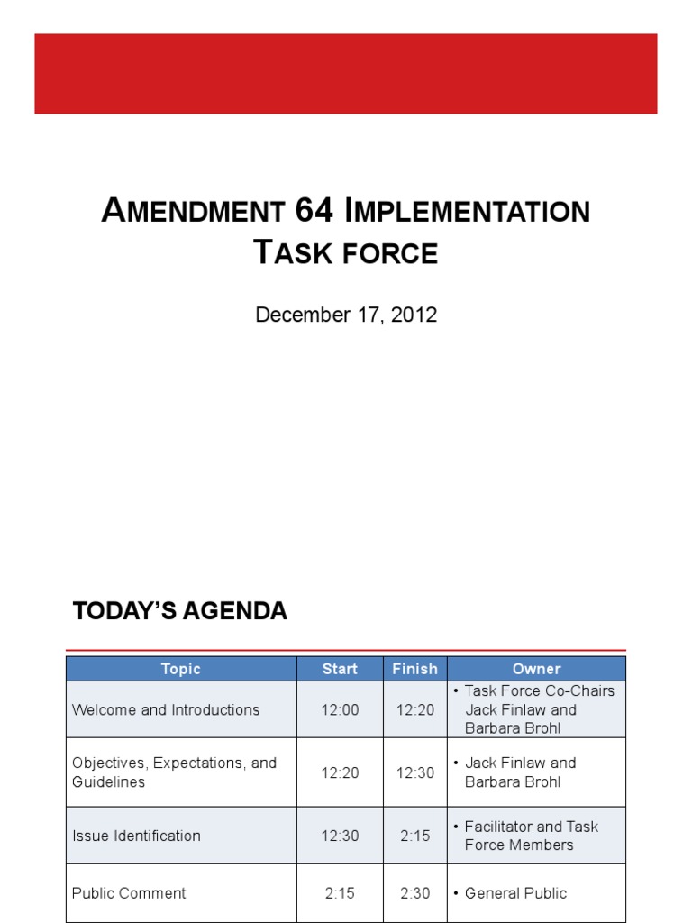 Amendment 64 121712 Taskforce | PDF | Employment | Cannabis (Drug)