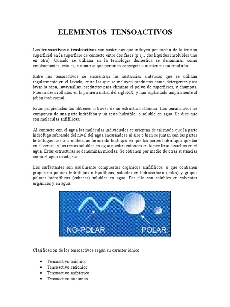 Introducción a los Tensoactivos | PDF | Tensioactivo | Física Aplicada ...