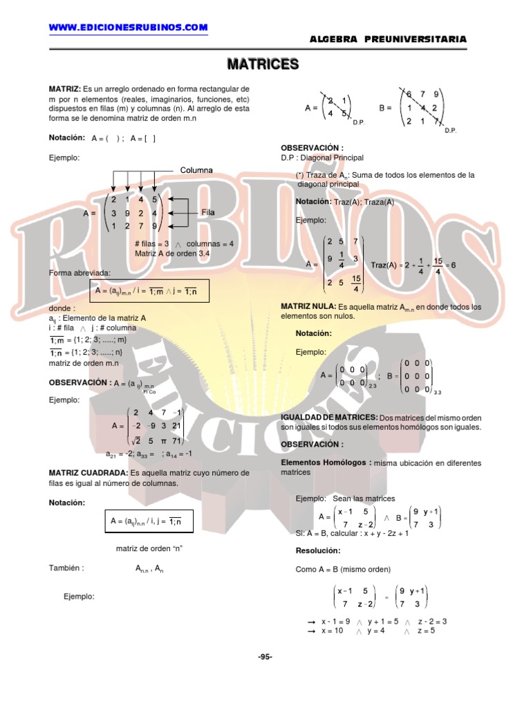 Matrices | PDF | Matriz (Matemáticas) | Teoría del operador
