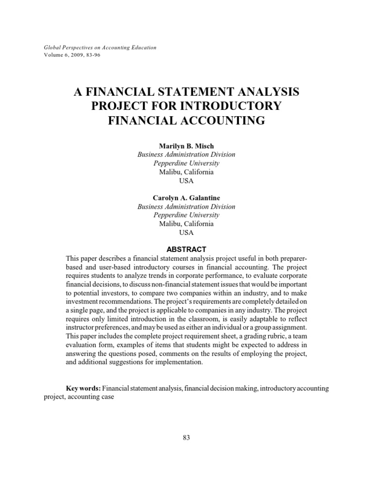 A Financial Statement Analysis Project | PDF | Financial Statement ...