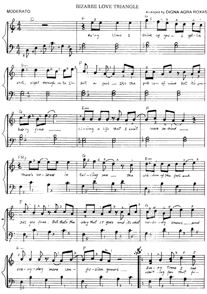 Bizarre Love Triangle Guitar Chords