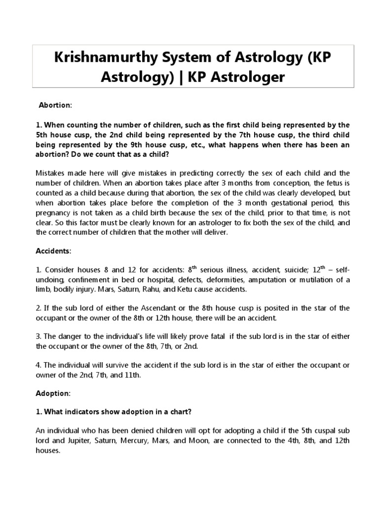 KP Astrology: Key Concepts and Insights | PDF | Astrological Sign ...