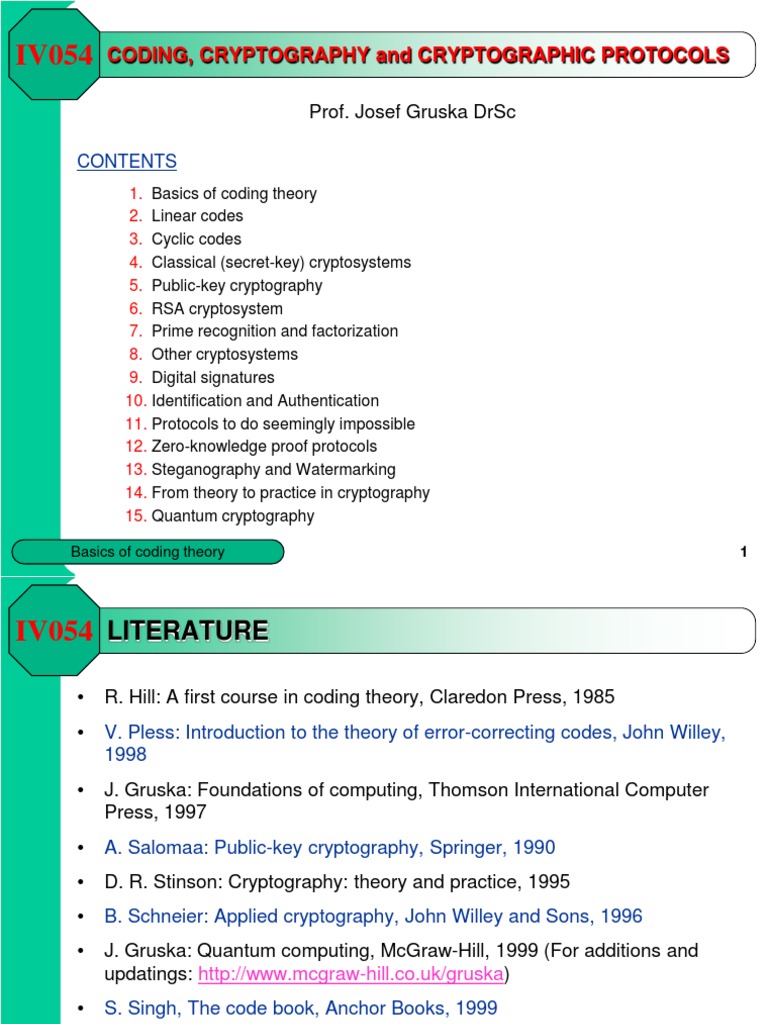 Coding & Cryptography Basics | PDF | Code | Cryptography