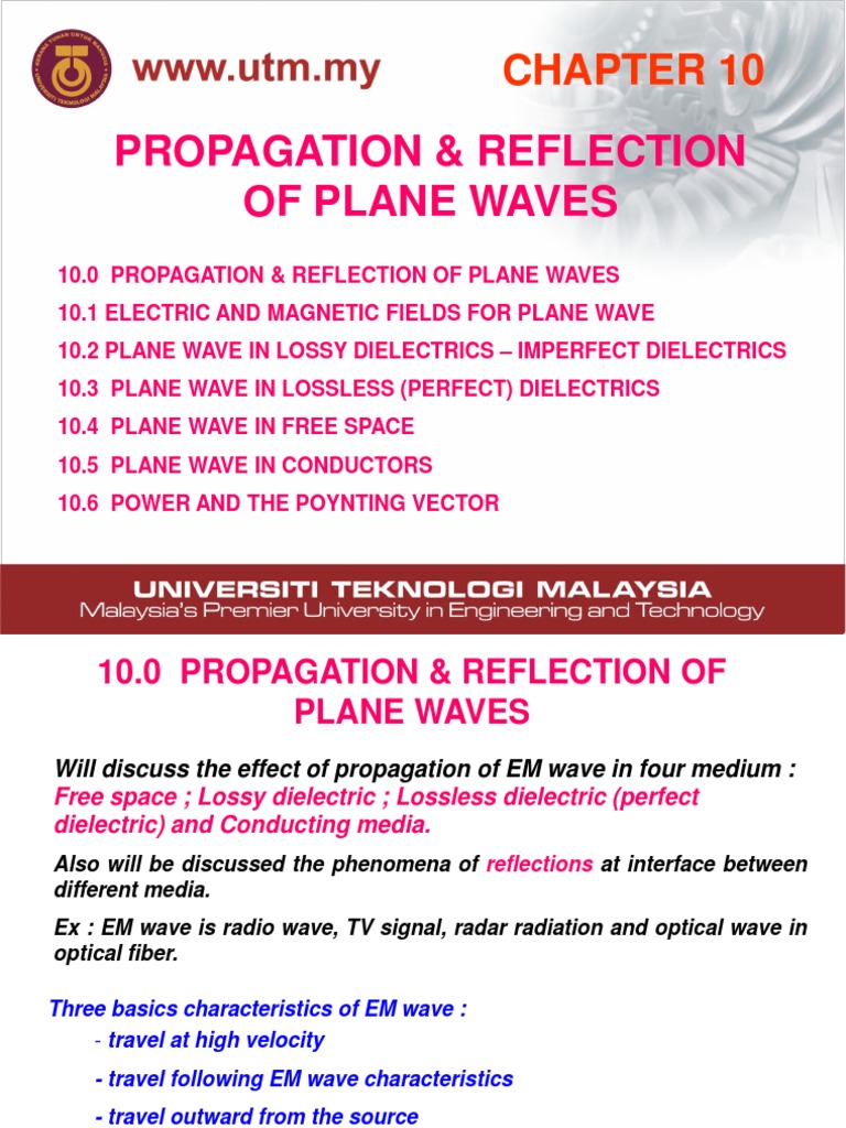 Propagation & Reflection of Plane Waves | PDF | Transmission Medium | Waves