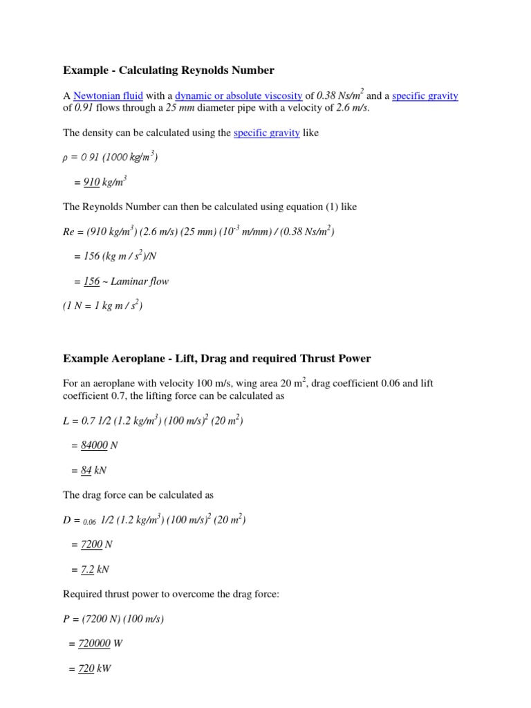 Example - Calculating Reynolds Number: Newtonian Fluid Dynamic or ...