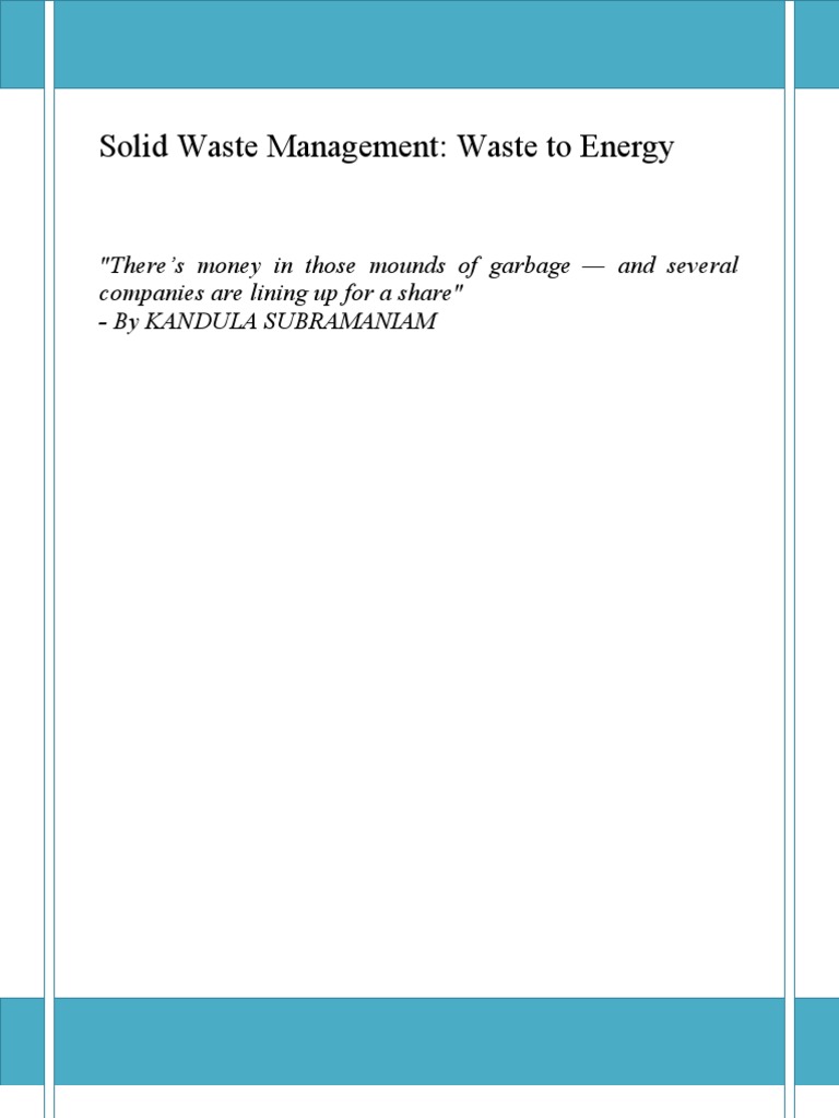 Solid Waste Management: Waste To Energy | PDF | Municipal Solid Waste ...