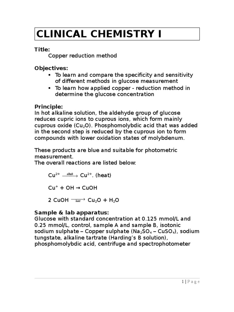 Clinical Chemistry 1 (MKEB2404) | PDF | Redox | Copper Clinical Chemistry 1 (MKEB2404) | PDF | Redox | Copper