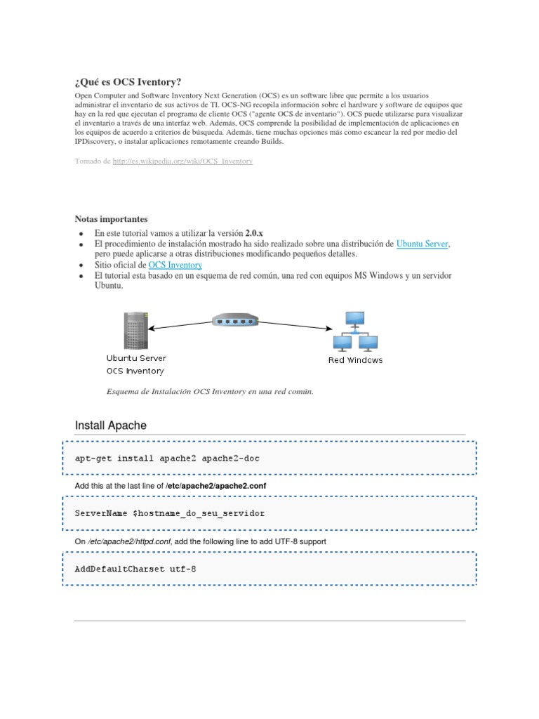 Manual Ocsinventory | PDF | Servidor HTTP Apache | Contraseña