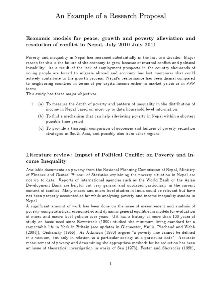 An Example of A Research Proposal | PDF | Poverty | Poverty & Homelessness