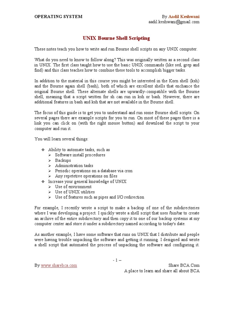 SHELL SCRIPT TUTORIAL | PDF | Command Line Interface | Filename
