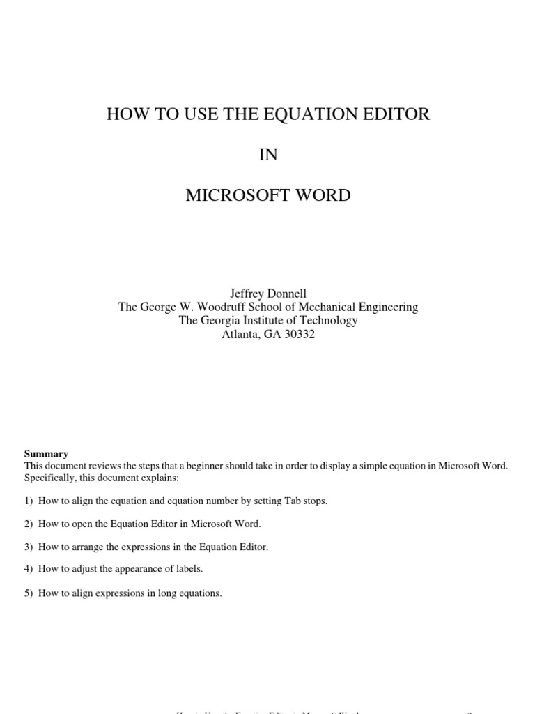 Word Equation Editor | PDF