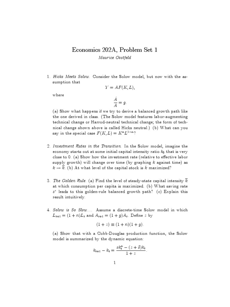 Economics 202A, Problem Set 1 | PDF | Teaching Methods & Materials | Computers