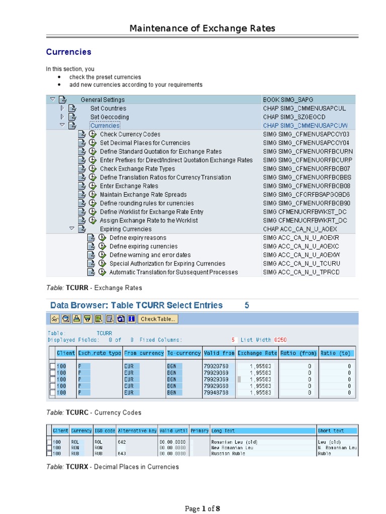 SAP Exchange Rate Maintenance Guide | PDF | Exchange Rate | Currency